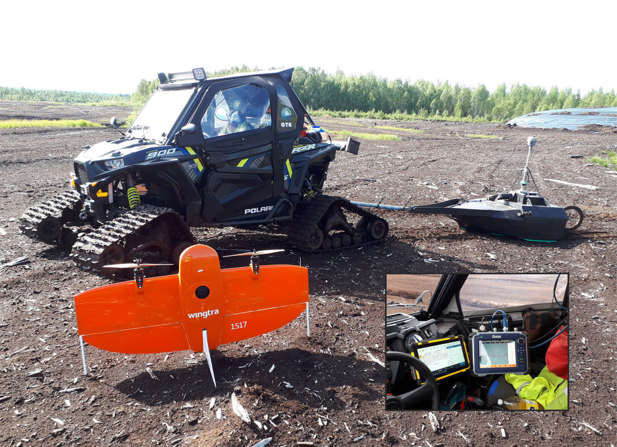 Service package with a ground-penetrating radar and a drone for peat ...