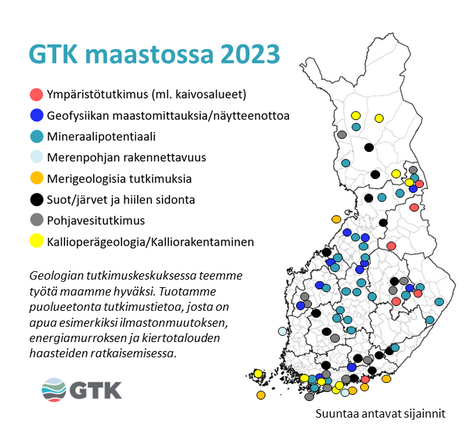Geologian tutkimuskeskuksen maastotyöt kesällä 2023 | GTK