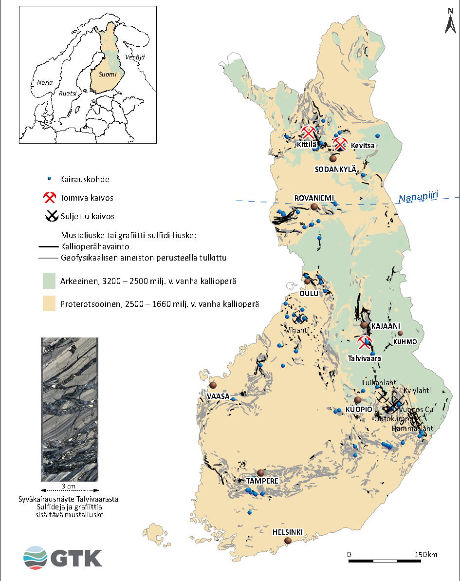 Geologian tutkimuskeskus on kartoittanut mustaliuskeiden esiintymisen maanlaajuisesti ...