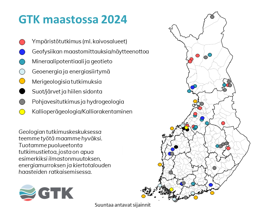 Geologian tutkimuskeskuksen maastotyökooste kesä 2024 | GTK