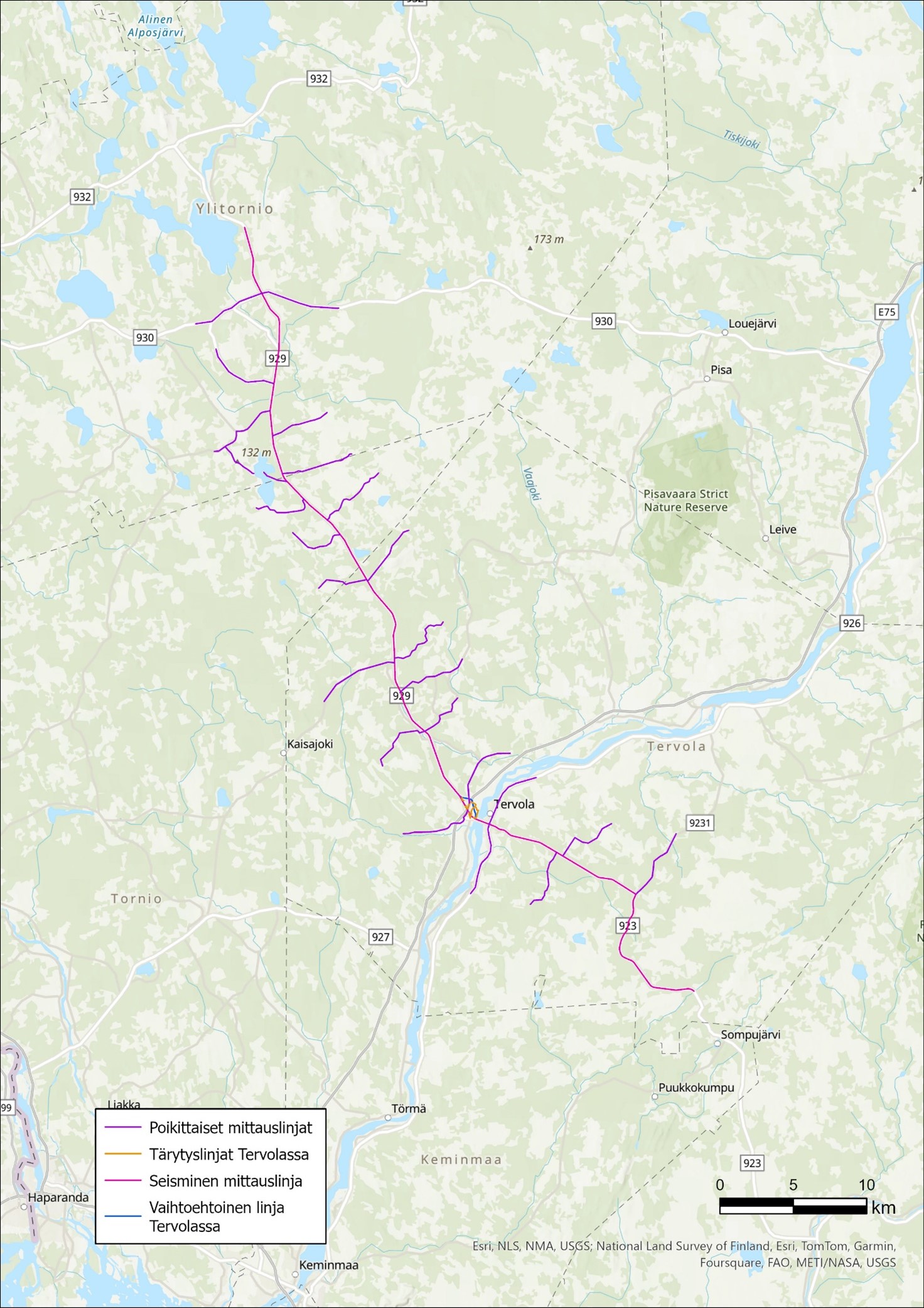 Geologian tutkimuskeskus mittaa heijastusseismisen linjan syyskuussa Tervolan, Tornion ja ...